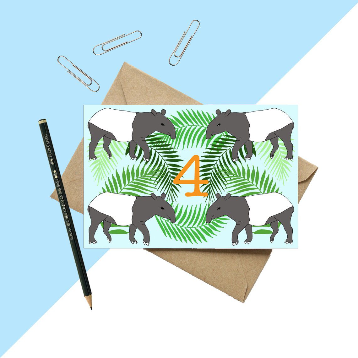 Age 4 Tapir Birthday card – Urban Makers