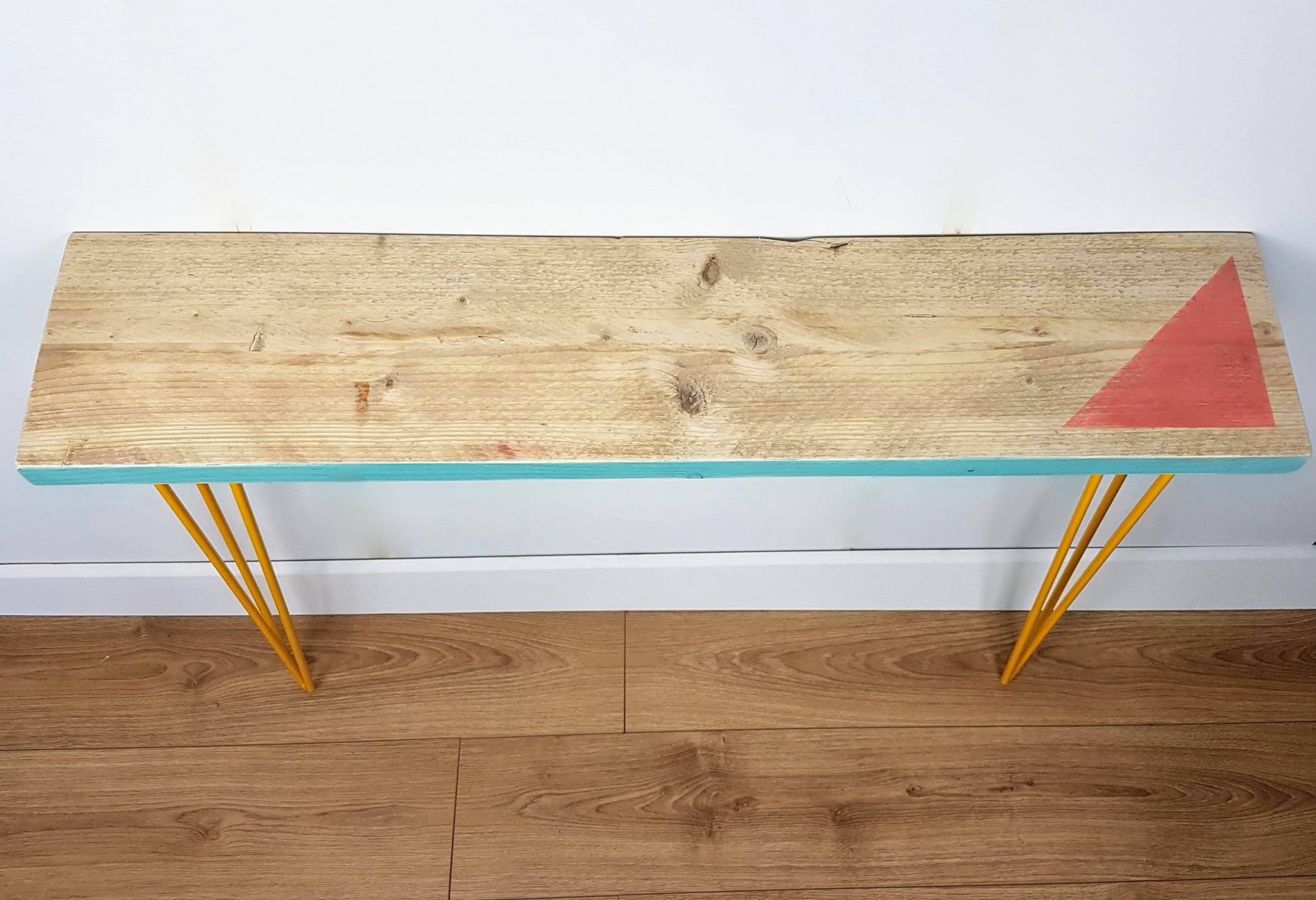 Reclaimed scaffold console table, triangle design – Urban Makers